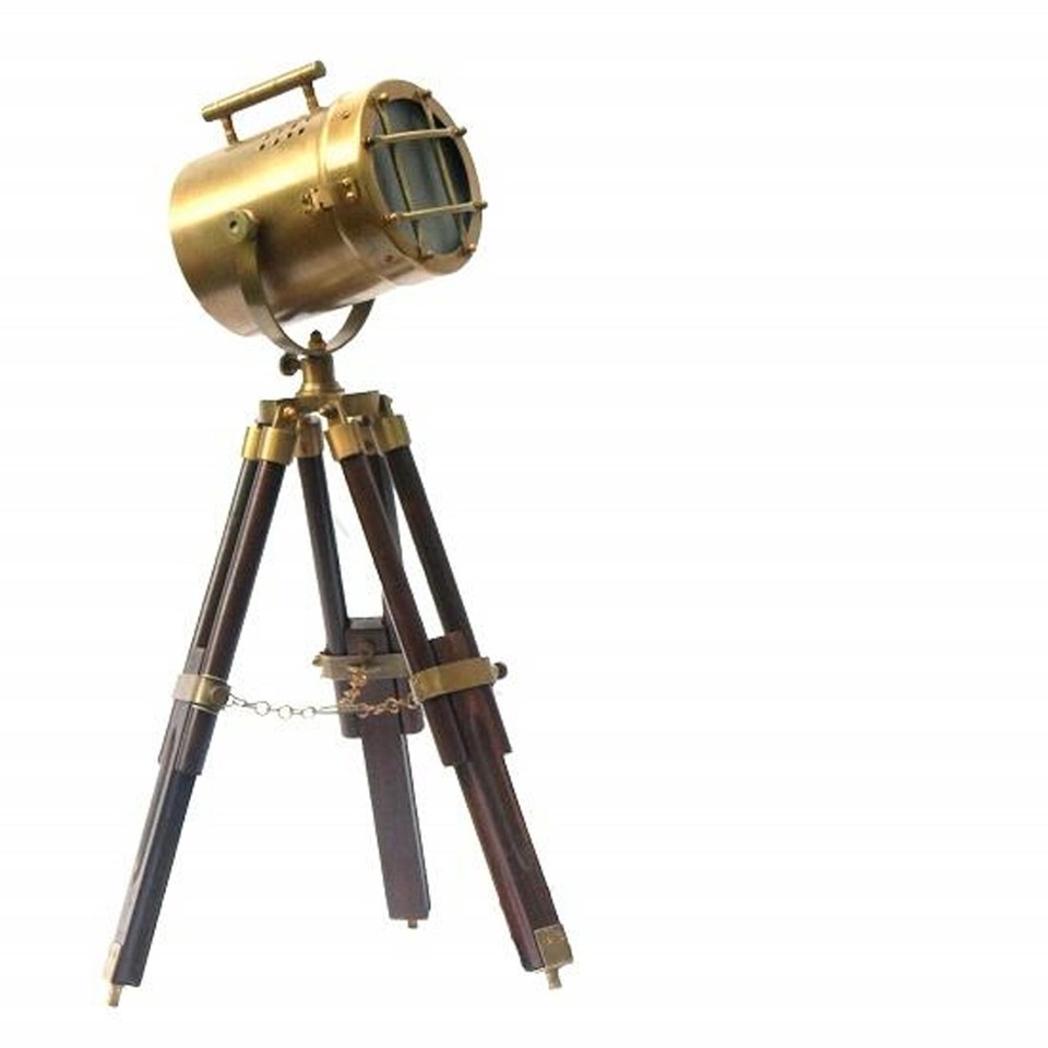Hollywood Décor, Tripod Style Vintage Model Searchlight Lamp with Wood ...