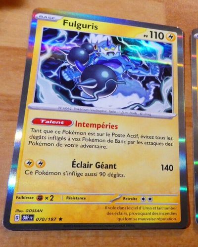 POKEMON FLAMMES OBSIDIENNES CARD RARE HOLO CARTE FULGURIS 070/197 OBF ...