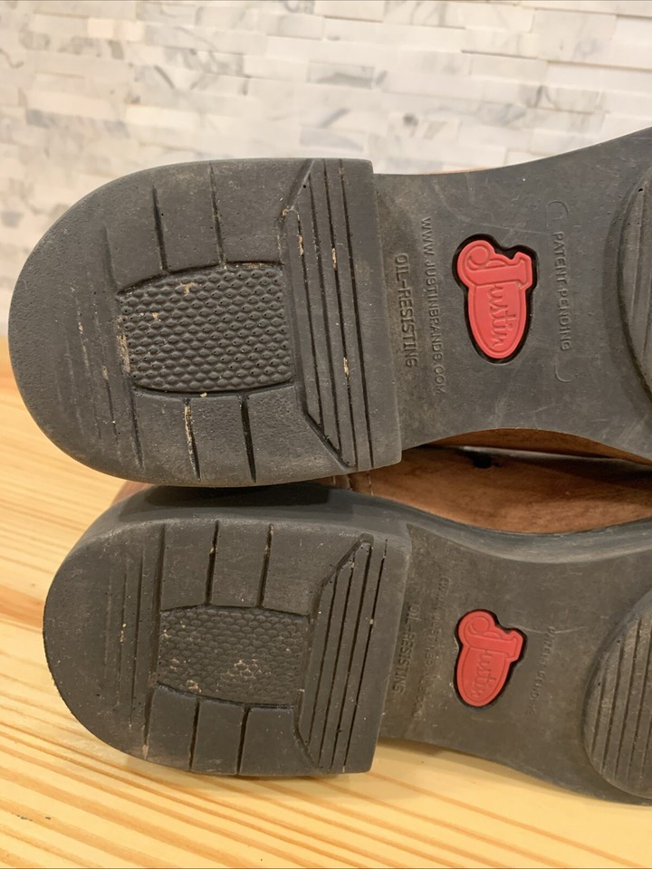 Justin Leather Work Boots Men’s Size 13 D 4764 Steel Toe Pull On | eBay