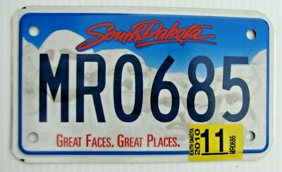 NICE! SOUTH DAKOTA 2010 GRAPHIC MOTORCYCLE CYCLE LICENSE PLATE " MR ...