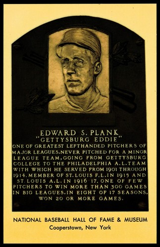Edward S Plank Baseball Hall of Fame Postcard Curteichcolor Black Ink ...
