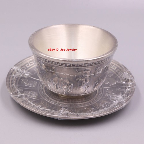 Solid Fine Silver 999 Tea Cup 12 Birth Animals Chinese Small Tea Cup ...