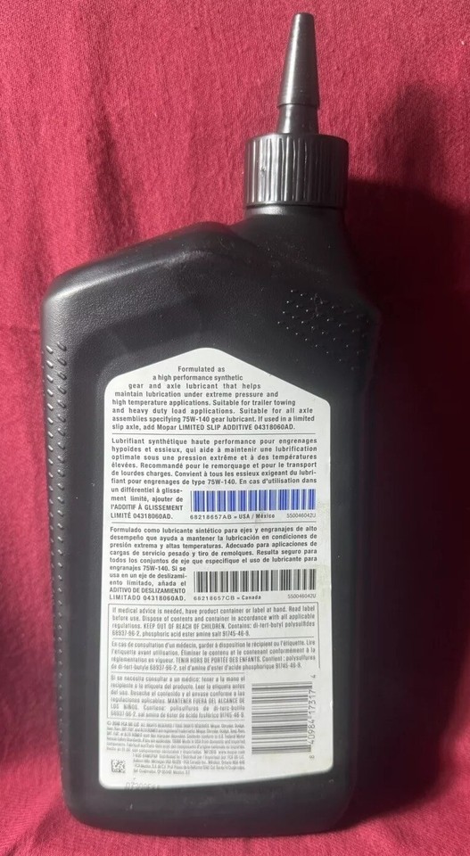 Differential Gear Oil Mopar 68218657AB 75W-140 | eBay