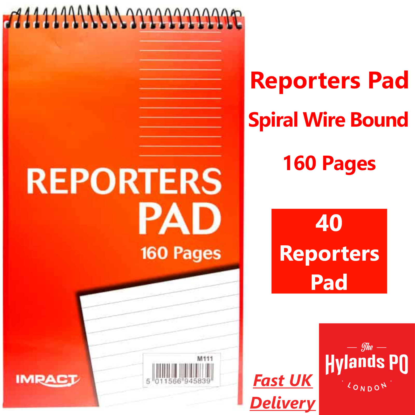 Reporters Pad Spiral Wirebound Notebook 160 Pages Lined 204 x 127mm ...