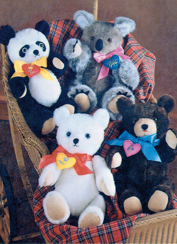 SIMPLICITY Sewing Pattern 9870 Toy Animals, Panda, Koala Bear, Teddy ...