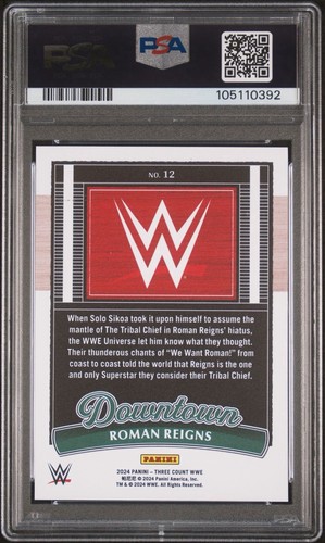 2024 Panini Three Count WWE Downtown Roman Reigns #12 PSA 9 MINT | eBay