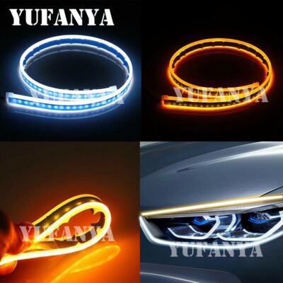 60CM Flexible LED Slim Strip Lights DRL Turn Signal Light Car Headlight ...