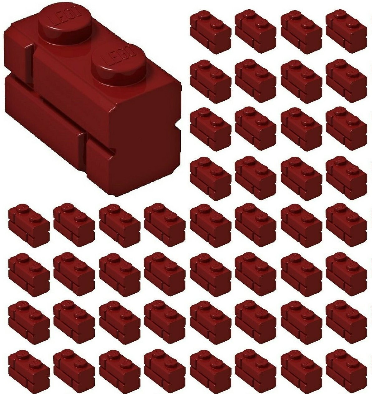☀️Lego x50 DARK RED 1x2 Masonry Bricks building Part Pieces Bulk Lot ...