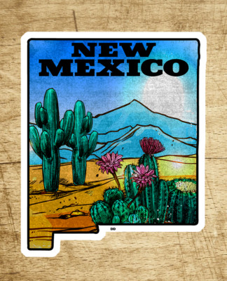 New Mexico Cactus Mountains Desert Sticker Decal Albuquerque Santa Fe 3 ...