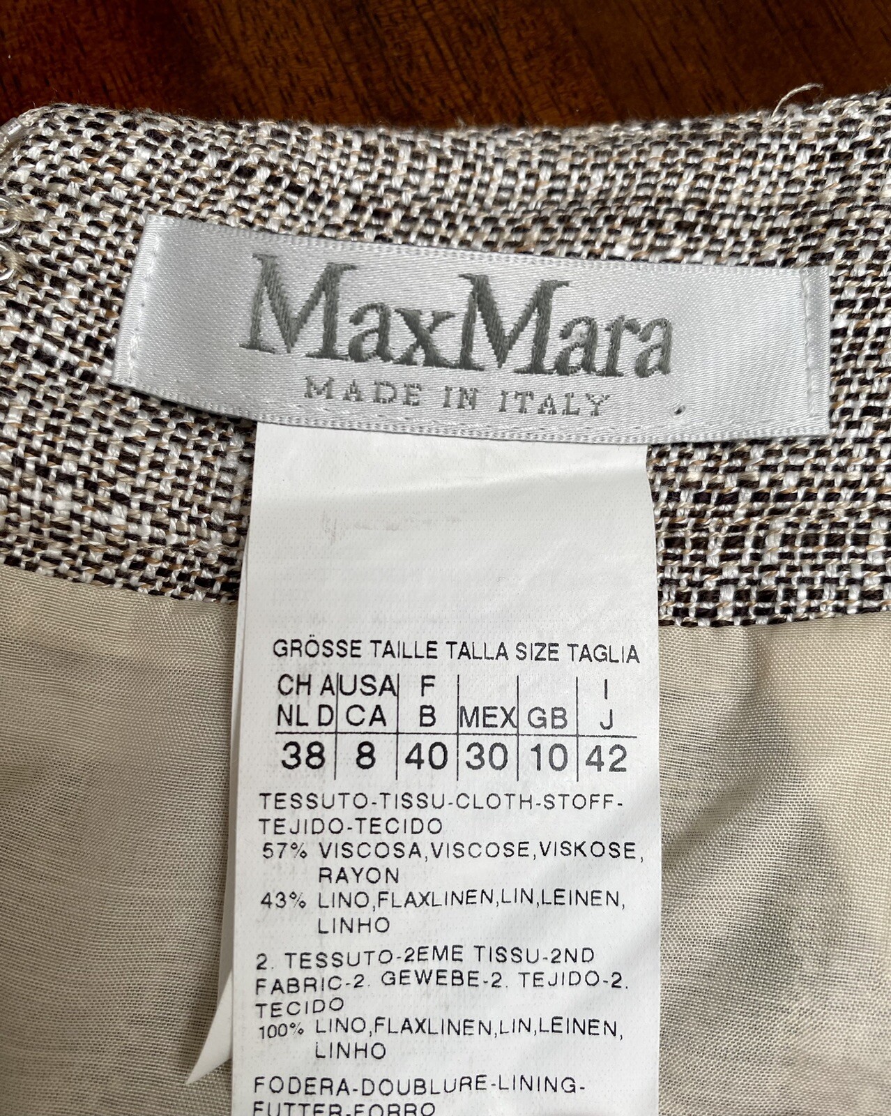 Max Mara Couture Pencil Brown Linen Blend Skirt size … - Gem