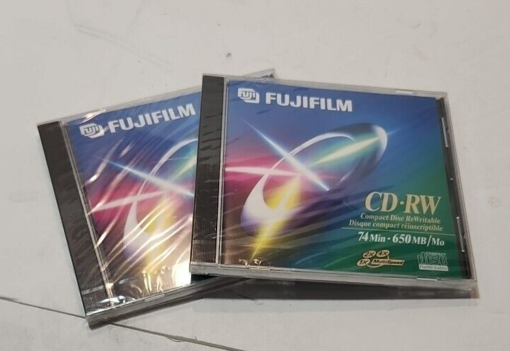 FujiFilm CD-RW ReWritable 74 min 650 MB Lot of 2 - New - Both Sealed ...