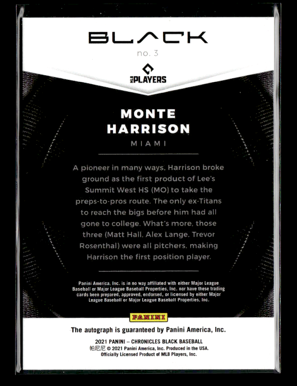 2021 Panini Chronicles #3 Monte Harrison Black Auto Rookie | eBay