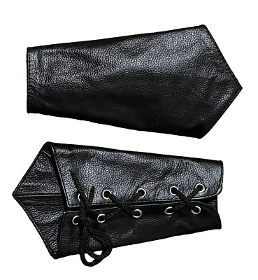 Black 2 Pieces Genuine Cow Leather Gauntlet Cuff Wristband Arm Band 1 ...