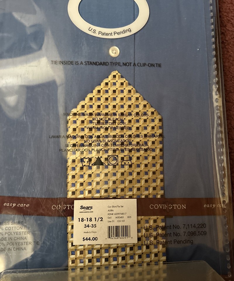 Covington Mens Shirt Tie Set 2XL Covington Boxed XXL New Easy Care ...
