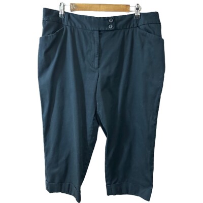 George London Fit Women’s Size 16 Black Cuffed Capris | eBay