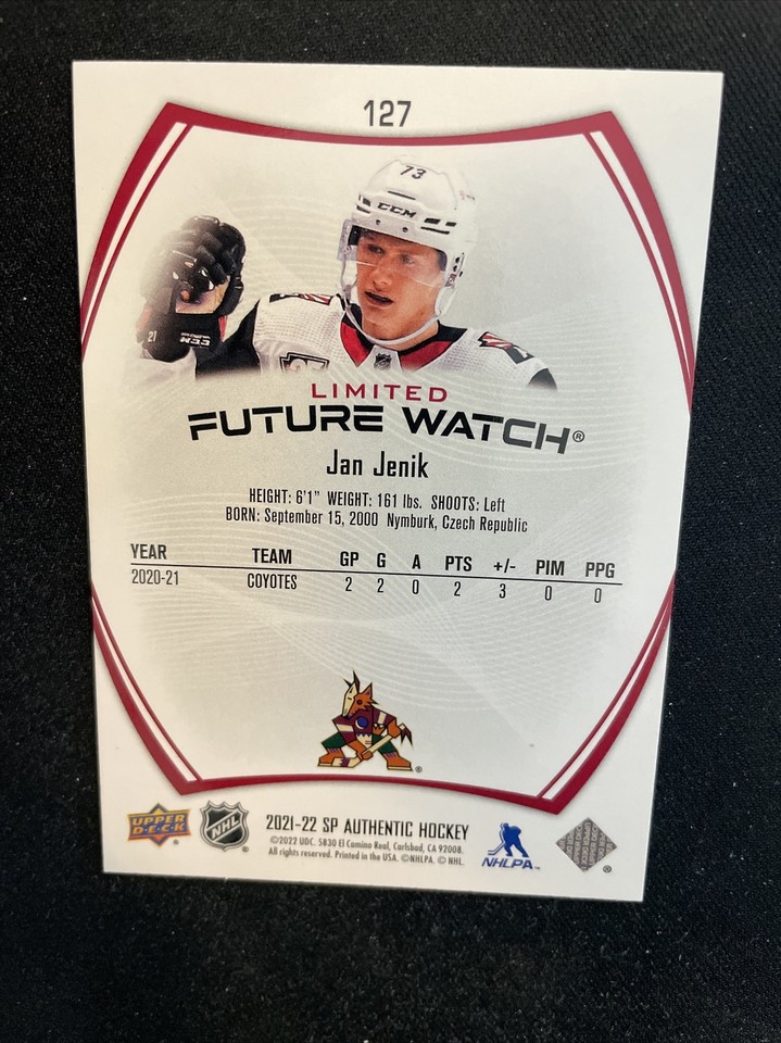 21-22 UD SP Authentic Hockey Red Limited Future Watch 127 Jan Jenik | eBay