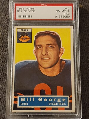 1956 Bill George Topps Football #47 Chicago Bears Rookie RC HOF PSA 8 ...