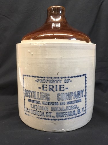HTF Erie Distilling Liquor Dealers 3 Gal Stoneware Advertising Jug ...