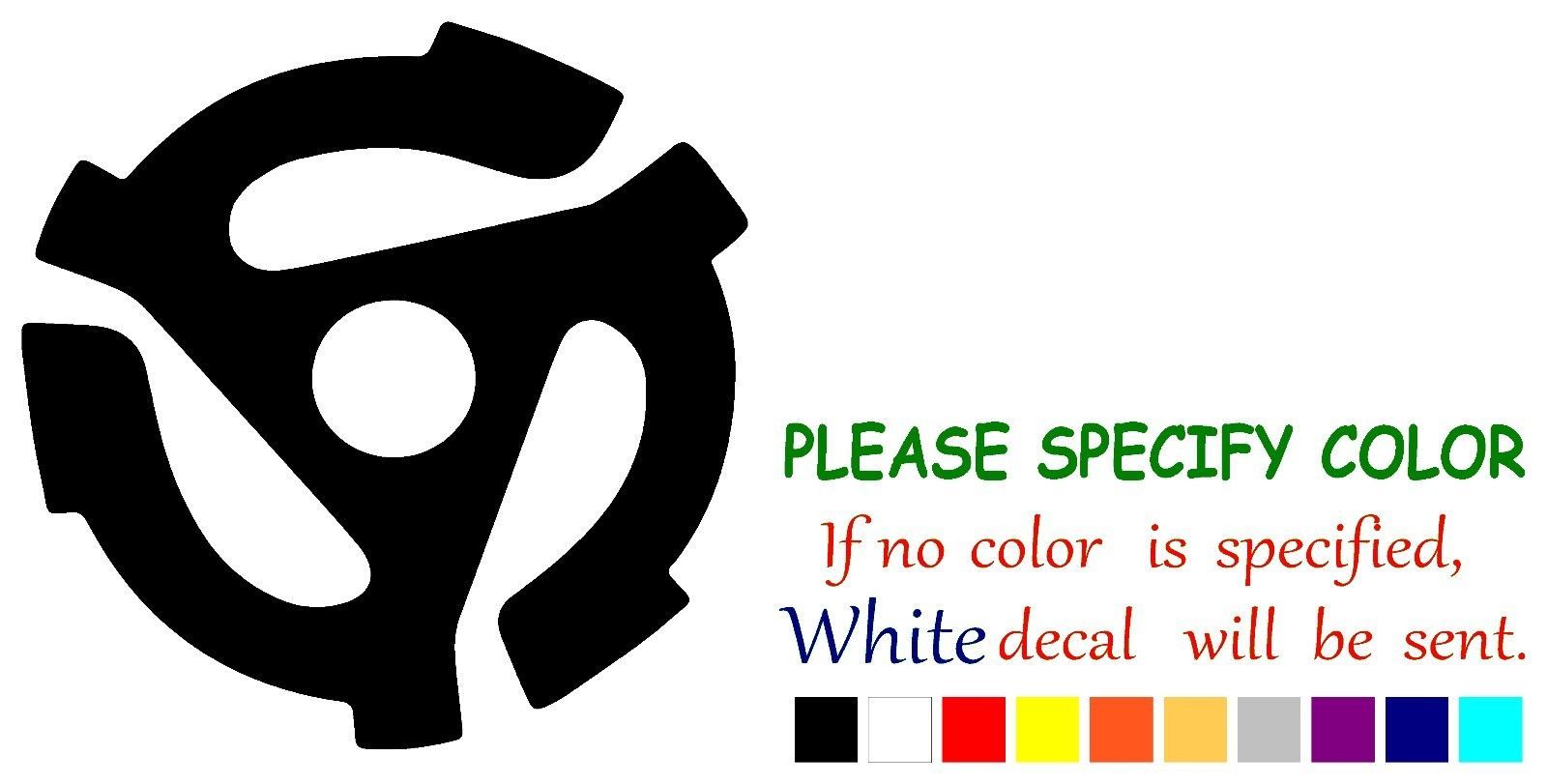 45 RPM Spindle Adapter Graphic Die Cut decal sticker Car Truck Window ...