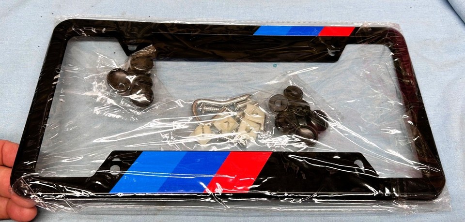 BMW M SERIES LICENSE PLATE FRAMES (2) METAL w/ HARDWARE M1 M2 M3 M4 M5 ...