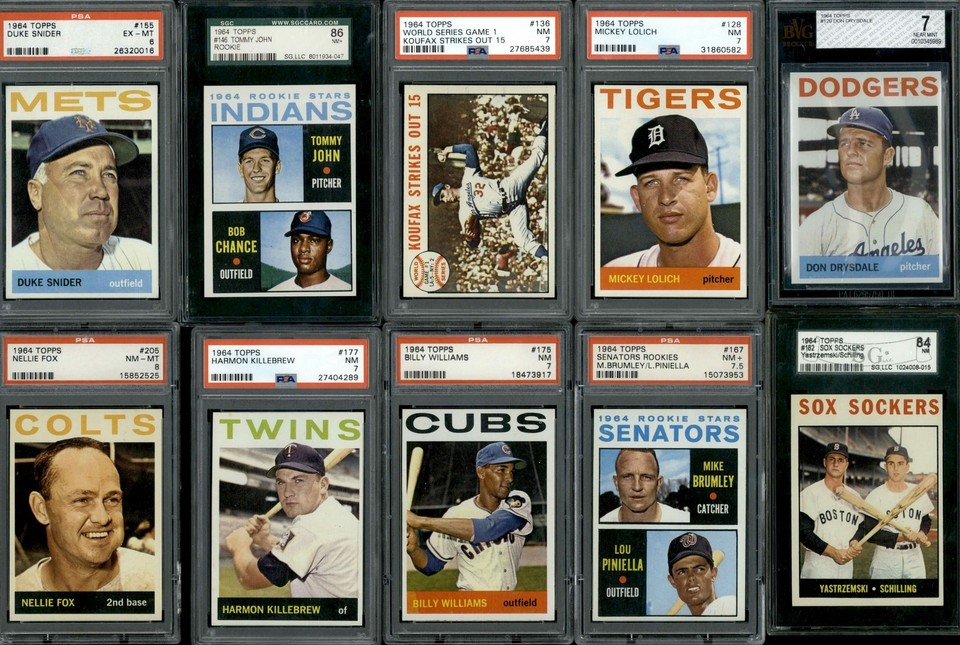1964 Topps Baseball Complete Set 587/587 High Grade EX-MT NMT PSA Mays ...