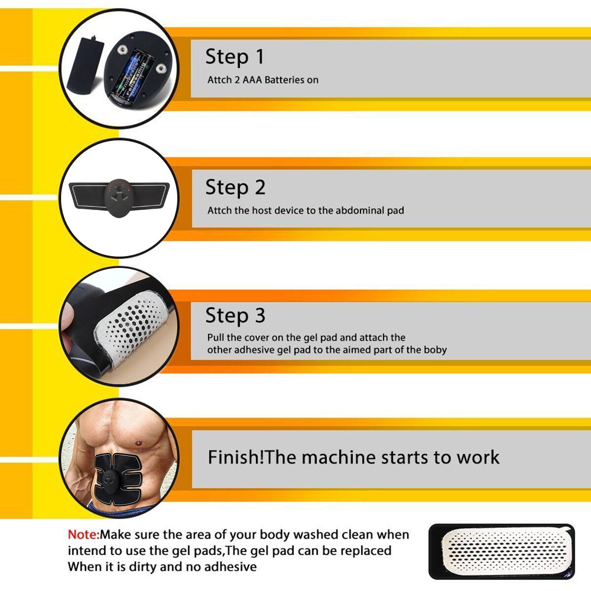 Electric Muscle Toner Machine ABS Toning Belt Simulation Fat Burner ...