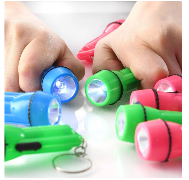 Mini Flashlight Keychain - 24 Pack - Assorted Colors, Green, Light Blue ...