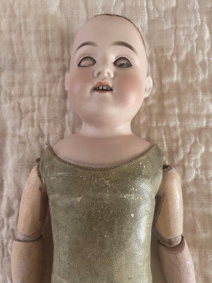 Antique German Simon & Halbig Bisque Doll Star PB Mark Kid Leather Body ...