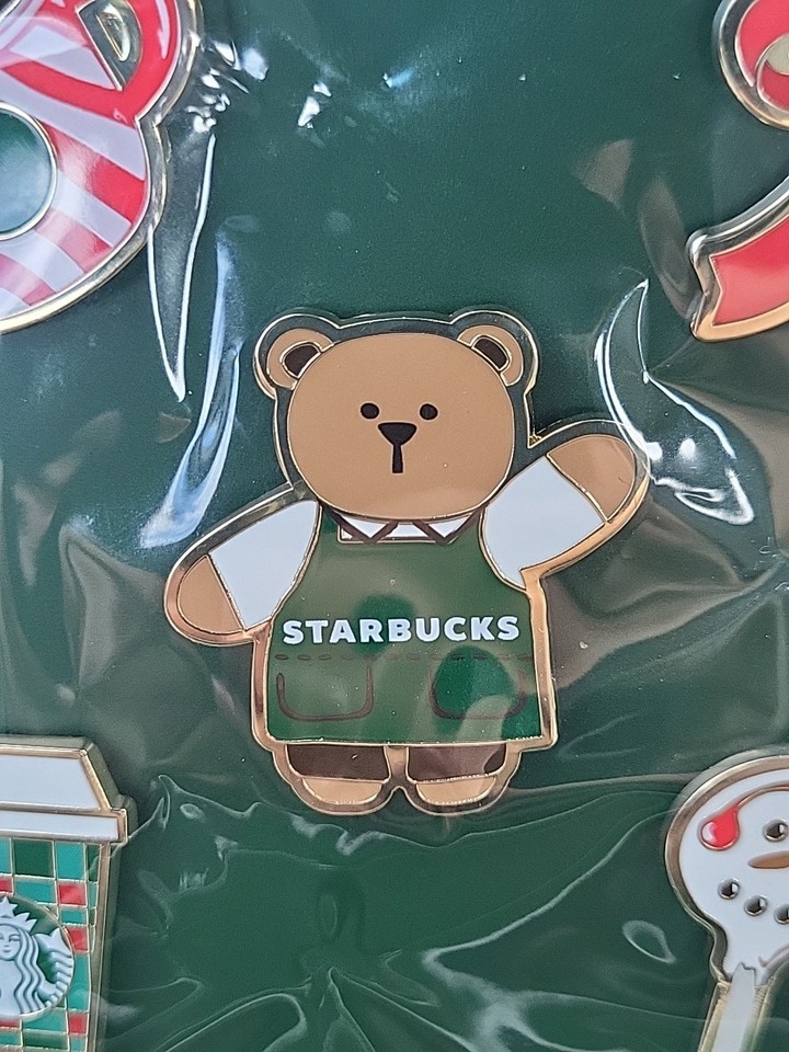 Starbucks 2025 Enamel Pin Set Bear Limited Edition Christmas Cake Pop ...