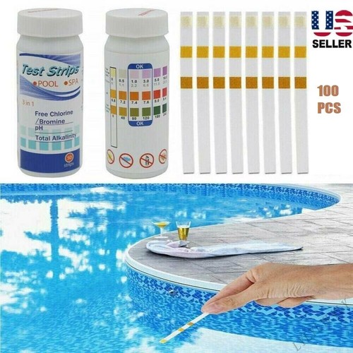 100×Chlorine Dip Test Strips Hot Tub SPA Swimming Pool Water PH Tester ...