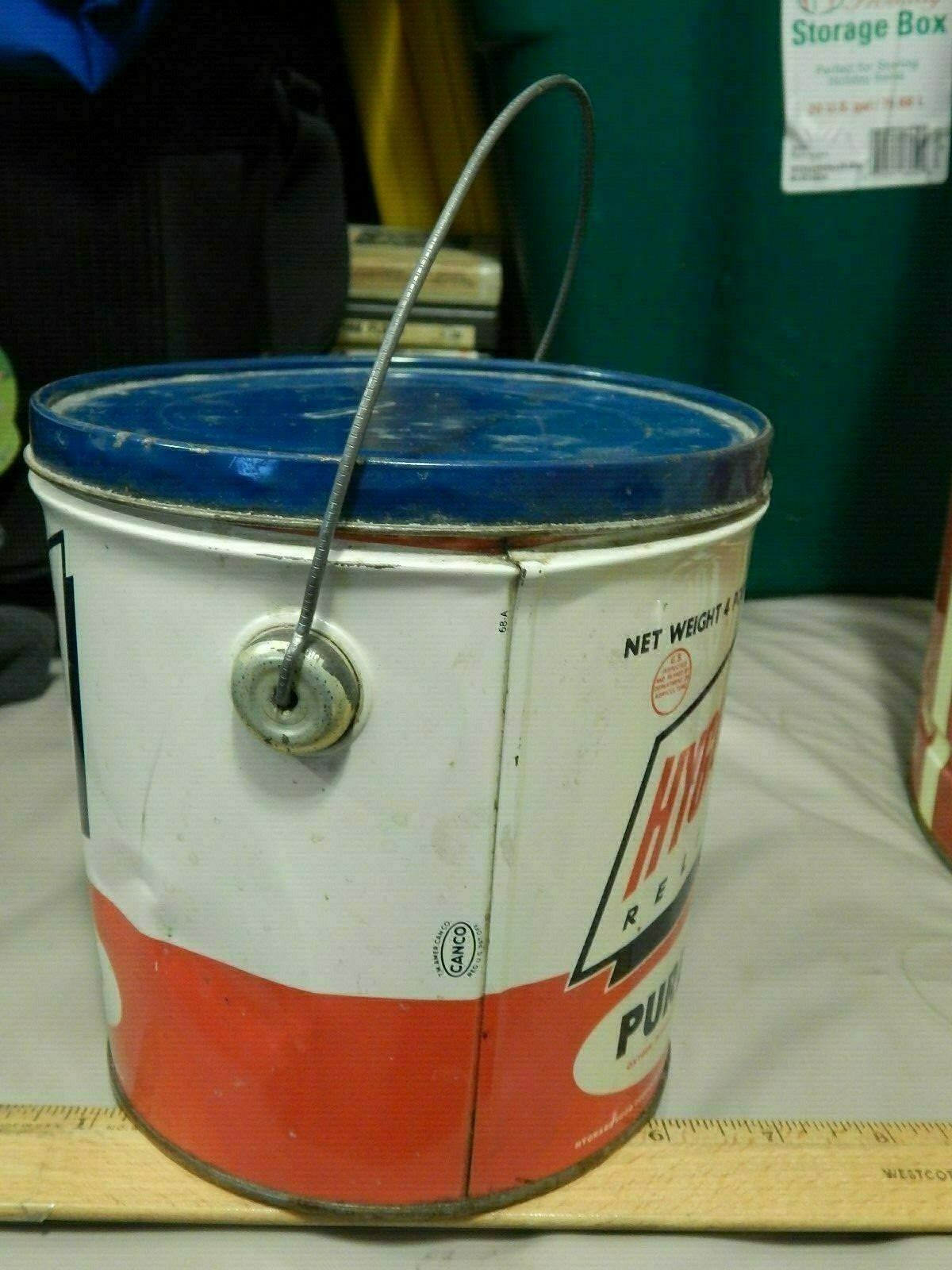 HYGRADE'S Reliable (4 Lbs) Pure Lard ~ Metal Pail ~ CANCO 1968 Detroit ...