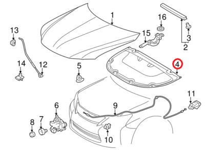 Genuine Toyota Lexus Hood Insulator 53341-76010 CT200H ZWA10 2010/12 ...