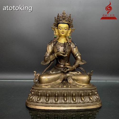 9"old-fashioned China Tibetan Buddhism Pure copper The statue of ...