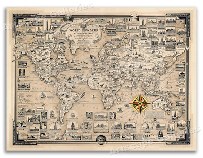 Wonders of the World 1939 - Vintage Historical Map Art Print - 18x24 | eBay