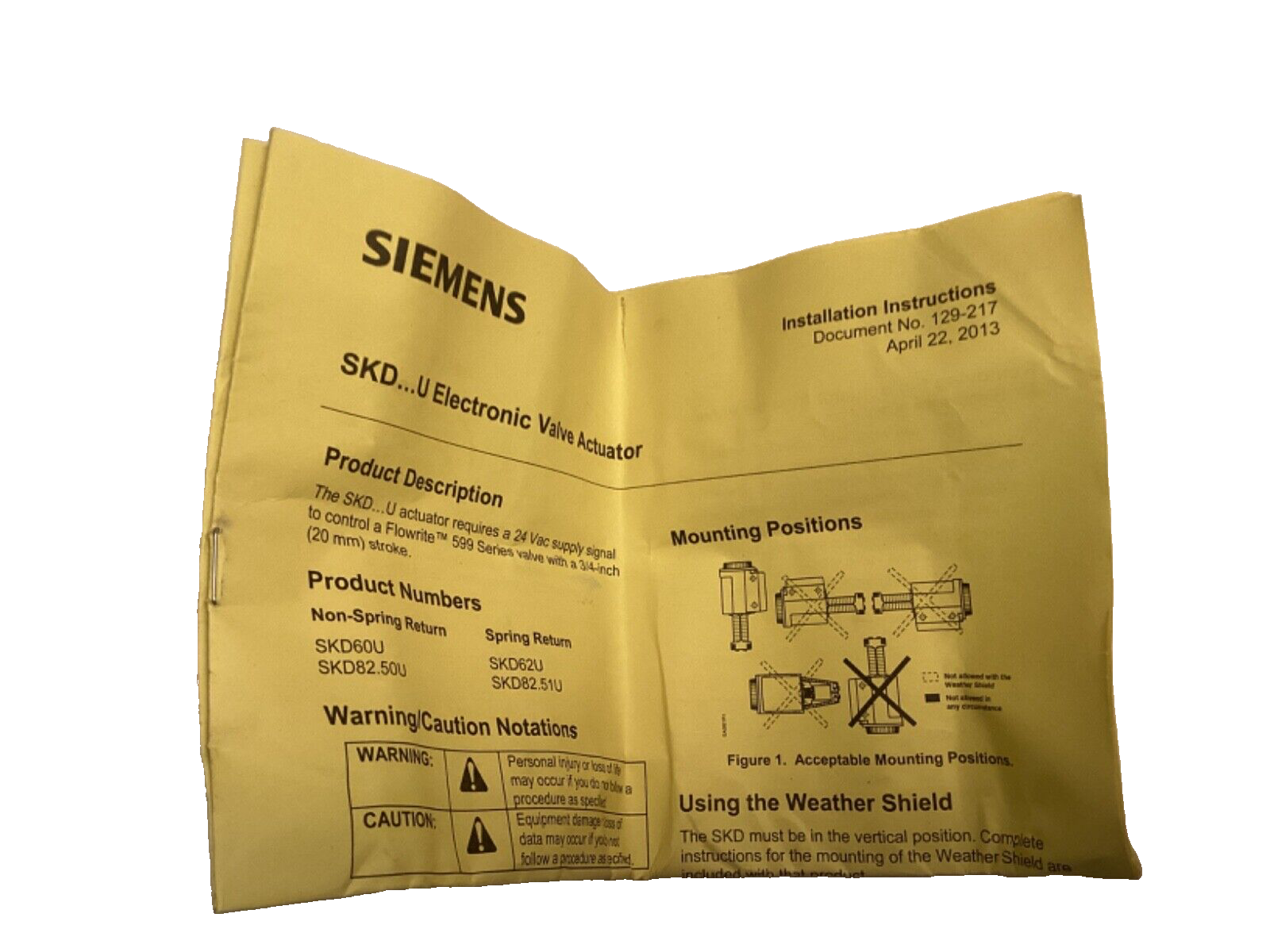 SIEMENS FLOWRITE 599 SERIES 274-03164 ACTUATOR SKD62U & VALVE 599-03164 ...