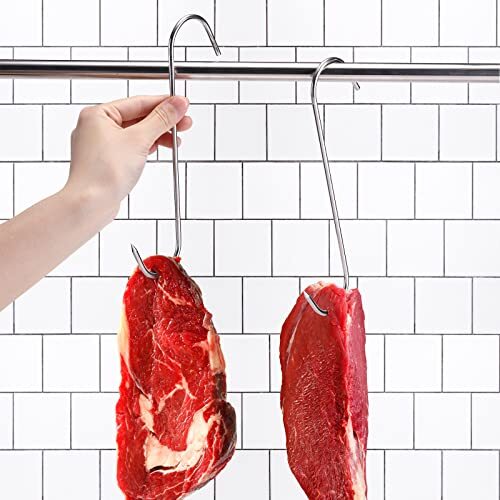12 Pack 8 Inch Stainless Steel Meat Hanging Hooks for Smoking Grilling ...
