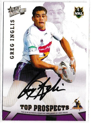 2006 NRL trading card Invincible Top Prospect Autograph Card TP1- Greg ...