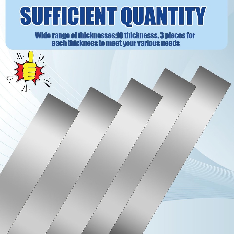 30 Pieces Shim Stock Assortment Metal Shim Stock 304 Stainless Steel ...