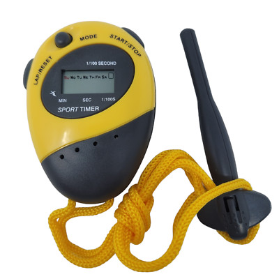 Digital Handheld Sports Stopwatch Timer Alarm Note Pad Yellow Black new ...