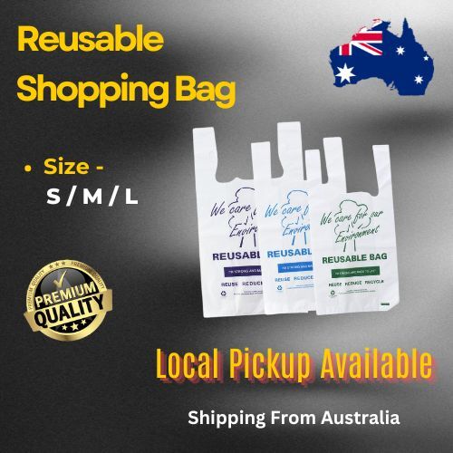 Reusable Shopping Carry Bag Heavy Duty Grocery 37um Mel Metro VIC- S/M ...