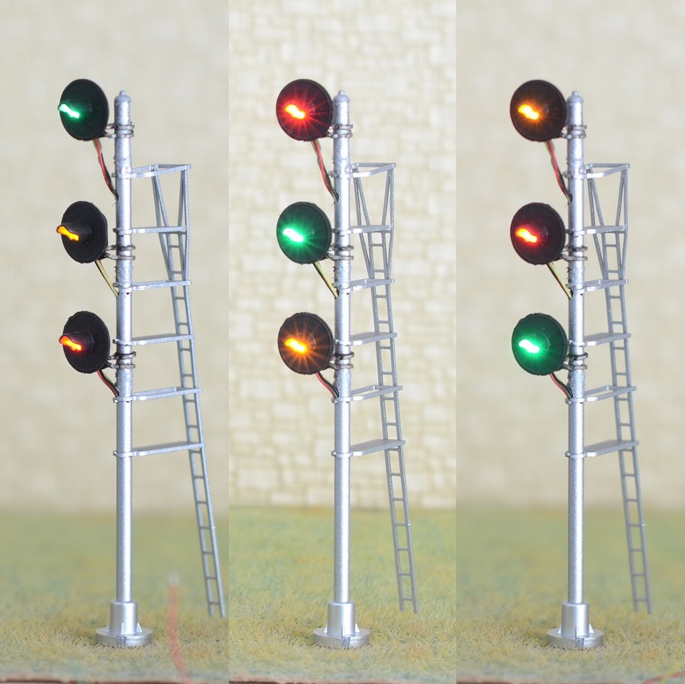 1 x HO scale model railroad LED searchlight signal 3-colors metal 3 ...