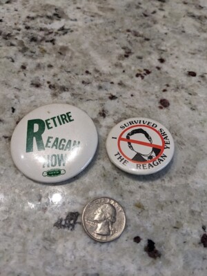 Anti Ronald Reagan Vintage Pinback Buttons (AH-09) | eBay
