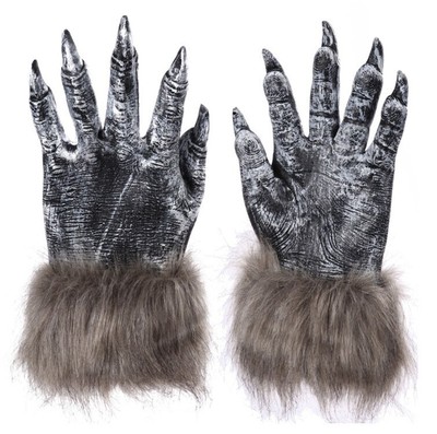 Mens Halloween Horror Werewolf Big Bad Wolf Hands Gloves Costume ...