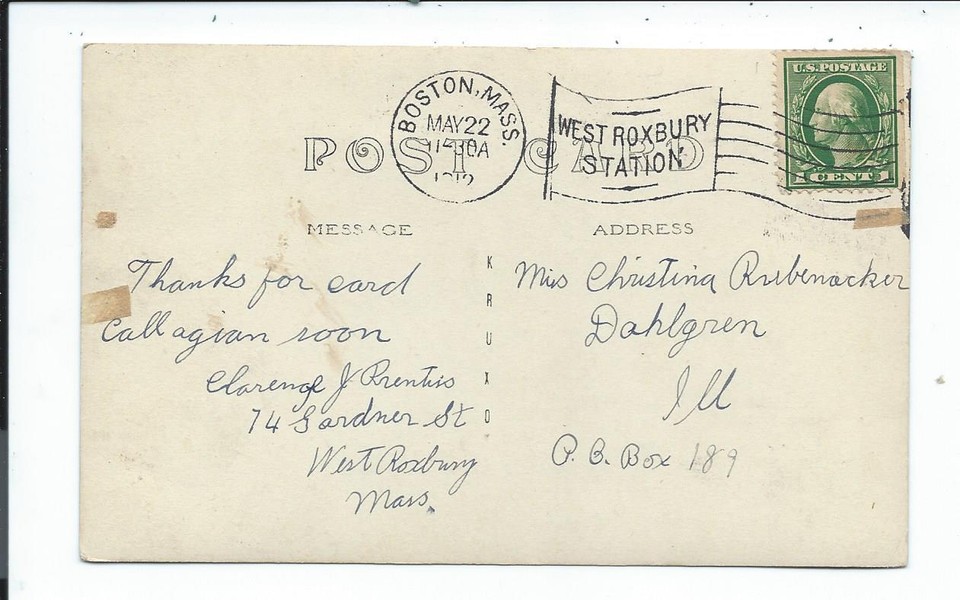 Real Photo Postcard Post Card West Roxbury Massachusetts Mass Ma ...