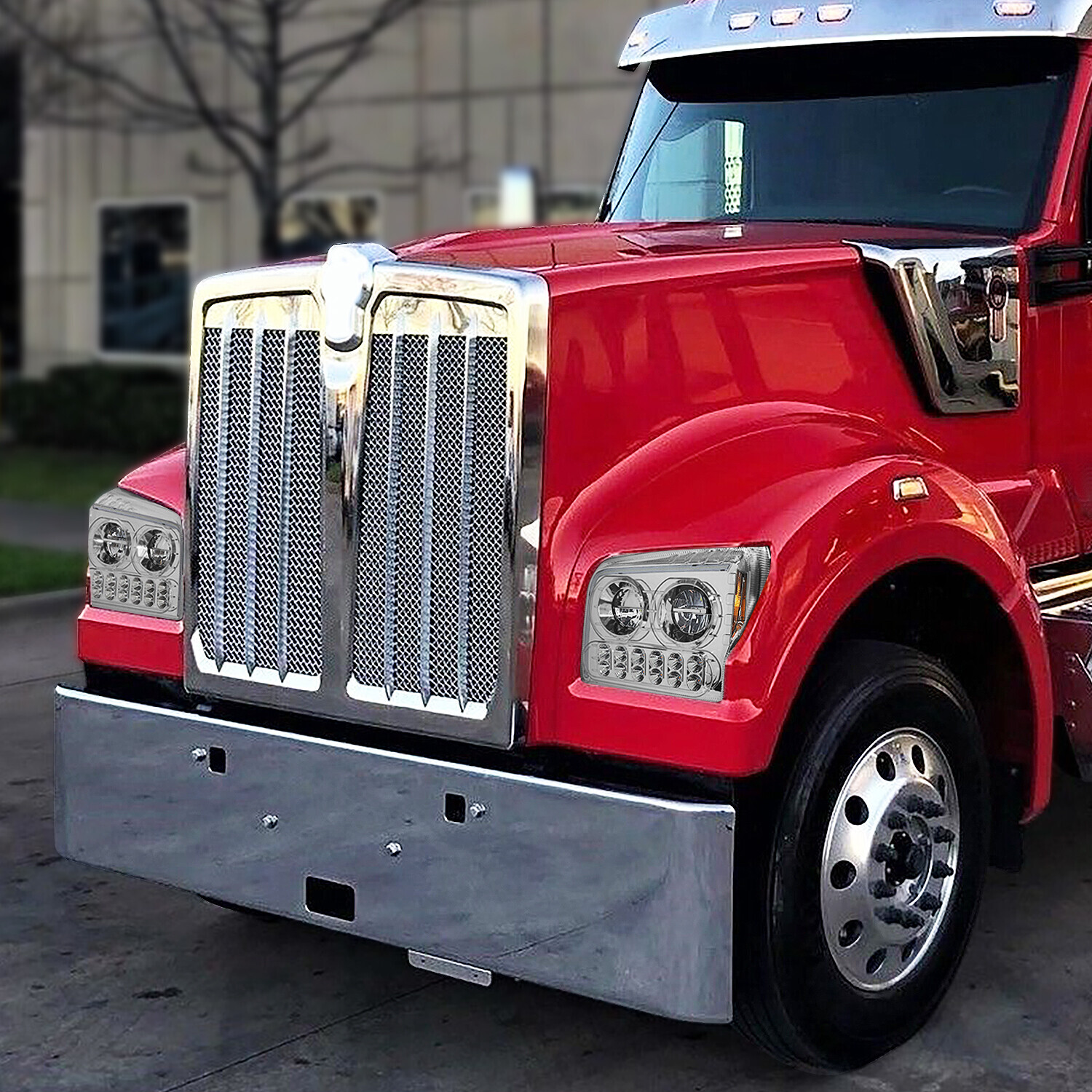 Fit 19-22 Kenworth W990 Chrome Housing LED DRL Sequential Turn Signal ...