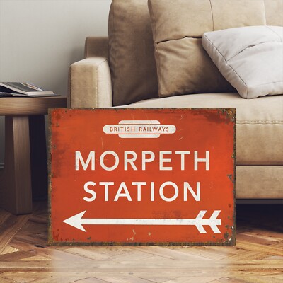Vintage Style English Railway Morpeth Station Sign | eBay UK