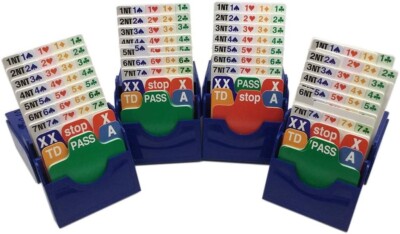 Bridge Bidding Boxes (set of four, navy blue) with PLASTIC Bidding ...