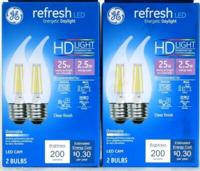 2 Dented GE HD Light 2.5W Dimmable 200 Lumens Clear Finish LED CAM 2 ...