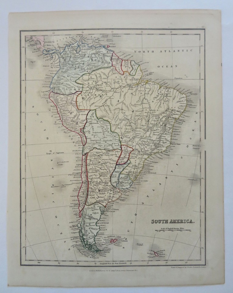 South America Brazil Columbia Peru Argentina c. 1840 Dower-Orr hand ...