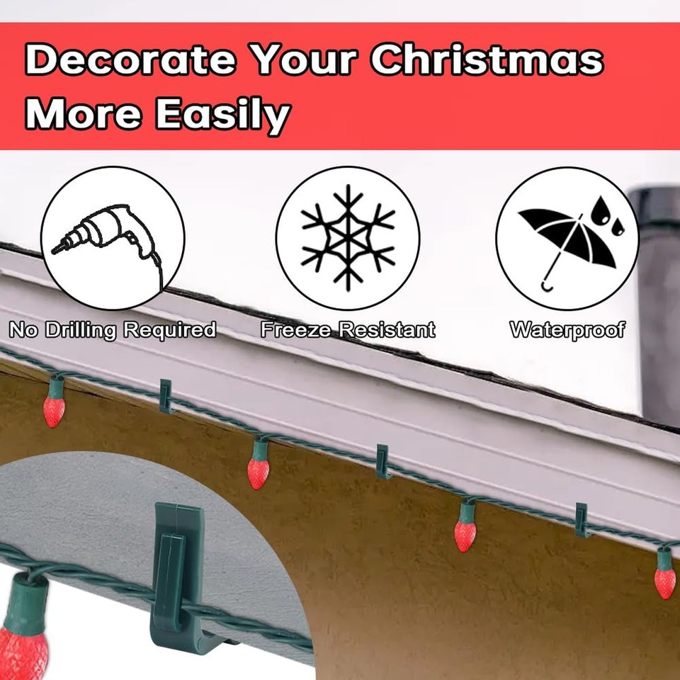 Christmas Light Hangers 1 5/8 Inch Fascia Board Clips Hooks for Holiday ...